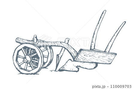Ancient plow. Vector drawing objectのイラスト素材 [110009703] - PIXTA