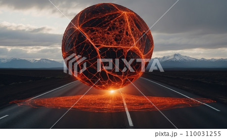 Lava web on the ground and fireballのイラスト素材 [110031255] - PIXTA