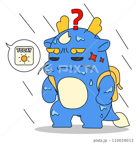 Blue Dragon Character_Rainy wet Characterのイラスト素材 [110039013] - PIXTA