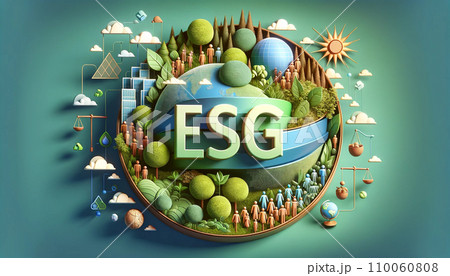 SDGsとESGとCSRなどサステナブルをイメージした3D画像のイラスト素材 [110060808] - PIXTA