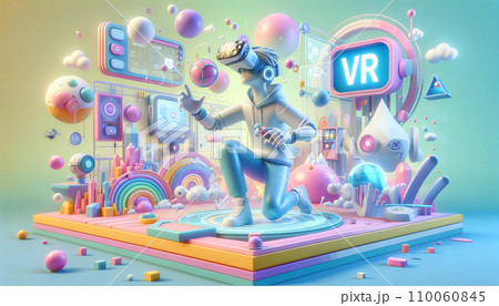 VR・AR・MR・XR・仮想現実、拡張現実をイメージした3DCGイラスト画像のイラスト素材 [110060845] - PIXTA