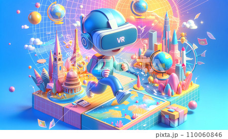 VR・AR・MR・XR・仮想現実、拡張現実をイメージした3DCGイラスト画像のイラスト素材 [110060846] - PIXTA