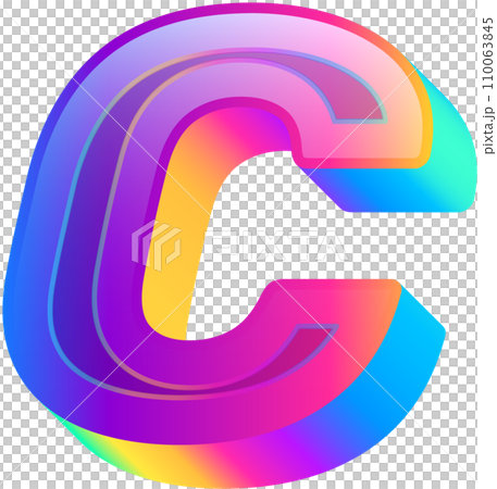 Neon Bold Gradient Alphabet Letter C - Stock Illustration [110063845 ...