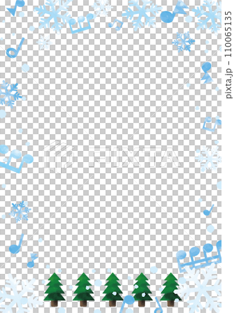 Light blue snowflakes, musical notes, and fir... - Stock Illustration ...