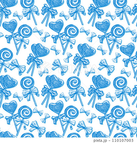 Blue and White Peppermint Candy Cane Stick with...のイラスト素材 [110107003 ...