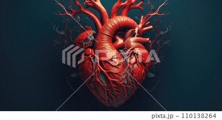 AI-generated content. Close up of human heart...のイラスト素材 [110138264] - PIXTA