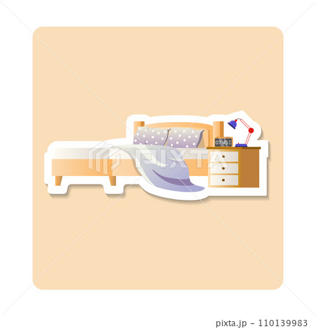 Bed sticker illustration. Bed, pedestal,...のイラスト素材 [110139983] - PIXTA
