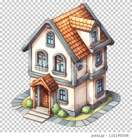Isometric family house building icon in cartoon...のイラスト素材 [110140506 ...