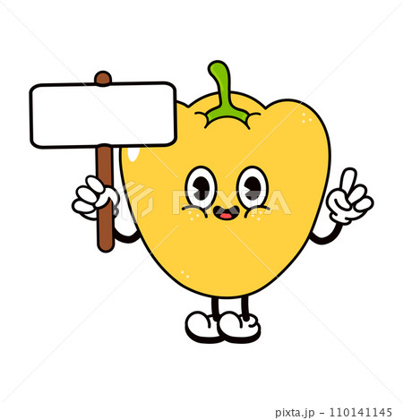 Cute funny Bell pepper with an inscription...のイラスト素材 [110141145] - PIXTA
