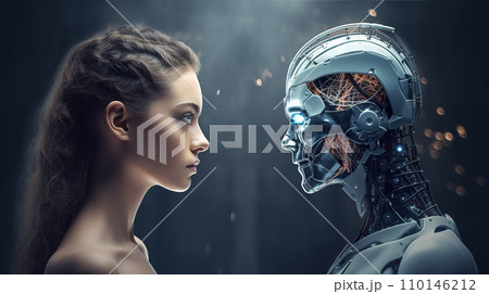 AI-generated content. side view portrait of...のイラスト素材 [110146212] - PIXTA