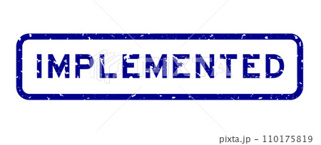 Grunge blue implemented word square rubber seal...のイラスト素材 [110175819 ...