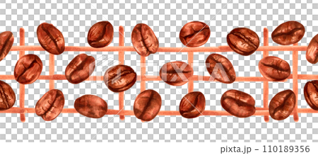 Seamless border of coffee beans.Aroma of...のイラスト素材 [110189356] - PIXTA