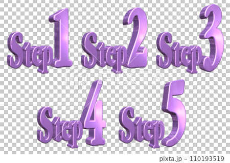 3DCG文字[Step1/Step2/Step3/Step4/Step5]パープル,紫のイラスト素材 [110193519] - PIXTA