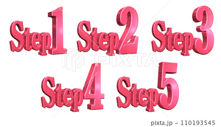 3DCG文字[Step1/Step2/Step3/Step4/Step5]レッド,赤のイラスト素材 [110193545] - PIXTA