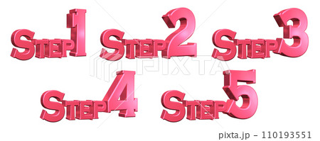 3DCG文字[Step1/Step2/Step3/Step4/Step5]レッド,赤のイラスト素材 [110193551] - PIXTA
