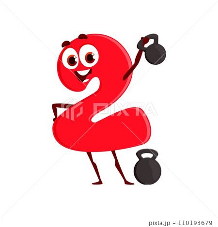 Cartoon funny number two 2 with gym dumbbells,...のイラスト素材 [110193679 ...
