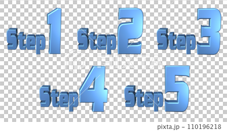 3DCG文字[Step1/Step2/Step3/Step4/Step5]ブルー,青のイラスト素材 [110196218] - PIXTA