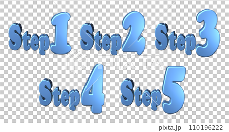 3DCG文字[Step1/Step2/Step3/Step4/Step5]ブルー,青のイラスト素材 [110196222] - PIXTA