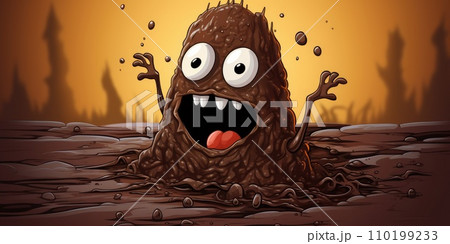 AI-generated content. Smiling poop or turd as...のイラスト素材 [110199233] - PIXTA