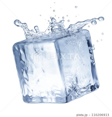 AI-generated content. One ice cube cut out on a...のイラスト素材 [110206913 ...
