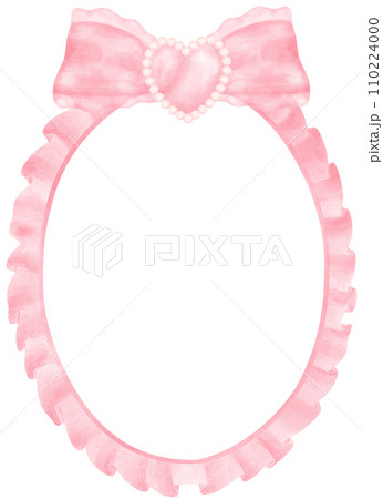 Pink Coquette frame oval shape aesthetic...のイラスト素材 [110224000] - PIXTA
