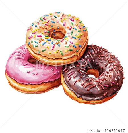 watercolor drawing, sweet donuts. dessert,...のイラスト素材 [110251047] - PIXTA