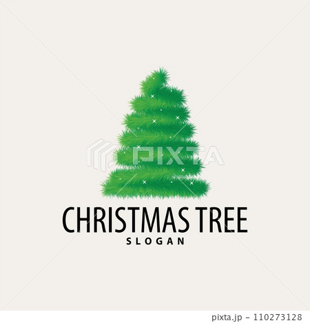 Simple Christmas tree logo design with abstract...のイラスト素材 [110273128 ...