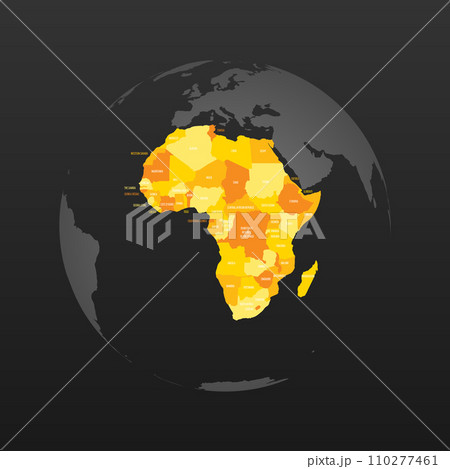 Political map of Africa. Yellow colored land...のイラスト素材 [110277461] - PIXTA