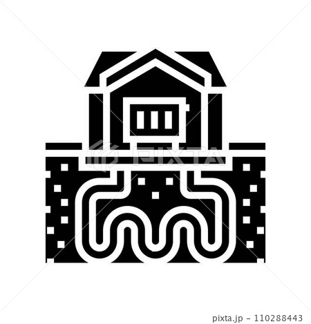 heat recovery system geothermal glyph icon...のイラスト素材 [110288443] - PIXTA