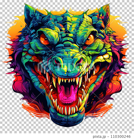 Crocodile demon head design isolated on...のイラスト素材 [110300246] - PIXTA