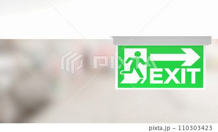 The exit sign for Background concept 3d renderingのイラスト素材 [110303423 ...