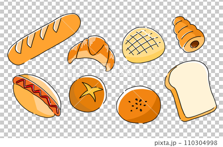 Loose simple bread set color solid color - Stock Illustration ...