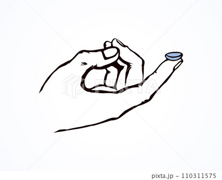 Eye lens in hand. Vector drawingのイラスト素材 [110311575] - PIXTA