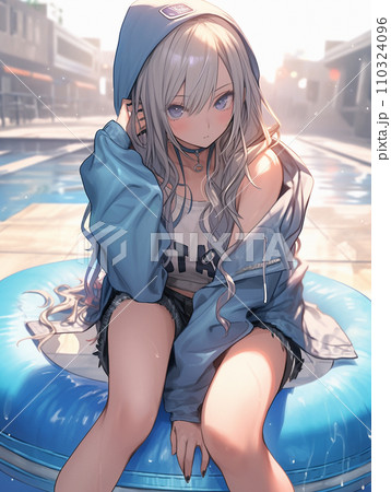 おしゃれな金髪ギャルJKのイラスト素材 [110324096] - PIXTA