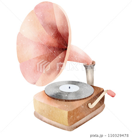 Watercolor record playerのイラスト素材 [110329478] - PIXTA