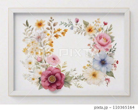 Aesthetically pleasing floral patterns on white...のイラスト素材 [110365164 ...