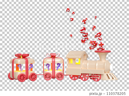 3d locomotive steam cartoon with wagons shaped...のイラスト素材 [110378205 ...