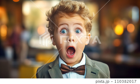AI-generated content. A surprised young boy...のイラスト素材 [110382017] - PIXTA