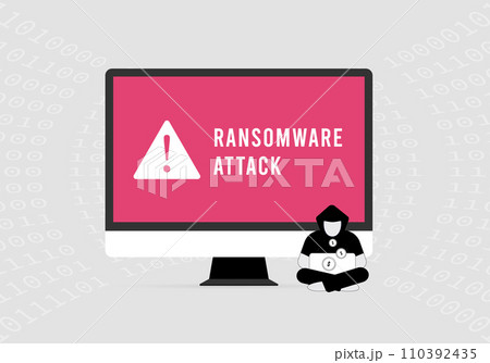 Ransomware Attack. Hacked Desktop PC Password....のイラスト素材 [110392435 ...
