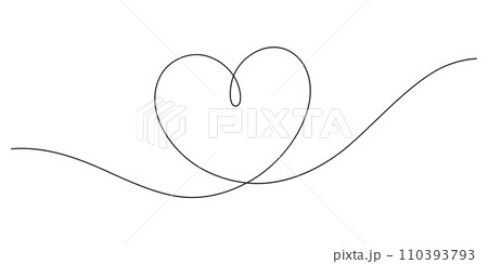 heart shape continuous thin line drawing...のイラスト素材 [110393793] - PIXTA
