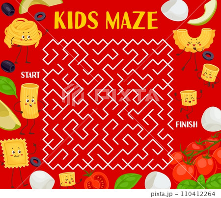 Labyrinth maze. Help to funny italian pasta...のイラスト素材 [110412264] - PIXTA