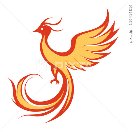 Abstract red and orange phoenix bird in flight,...のイラスト素材 [110414816 ...