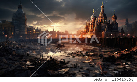 Post apocalypse in Moscow, fantasy view of...のイラスト素材 [110415956] - PIXTA