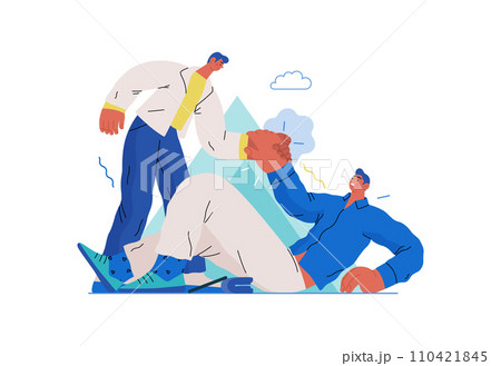 Mutual Support: Helping a fallen person get up...のイラスト素材 [110421845 ...
