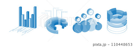 Blue Isometric Infographic Elements with Chart...のイラスト素材 [110448653 ...