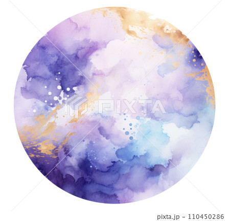 blue abstract watercolor splatter circle with...のイラスト素材 [110450286] - PIXTA