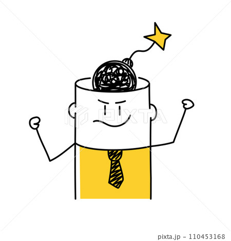 Stick man has a brain explosion, head like a bomb.のイラスト素材 [110453168 ...
