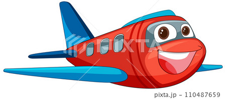 Happy Cartoon Airplane Vector Illustrationのイラスト素材 [110487659] - PIXTA