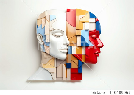 3d abstract human head,face, Psychic waves...のイラスト素材 [110489067] - PIXTA