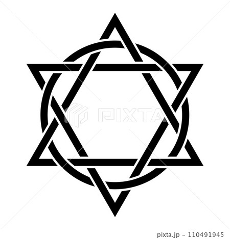 Symbol of a hexagram with interlacing circles....のイラスト素材 [110491945 ...